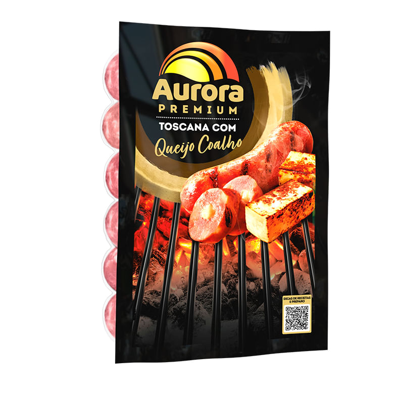 Linguiça Toscana Aurora com Queijo Coalho 500g - Covabra Linguiça Toscana Aurora com Queijo Coalho 500g - Covabra