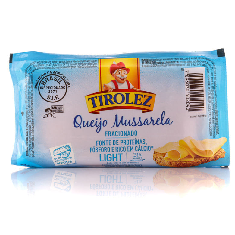 Queijo Mussarela Tirolez Light Lanche 1 Unidade 360g - Covabra