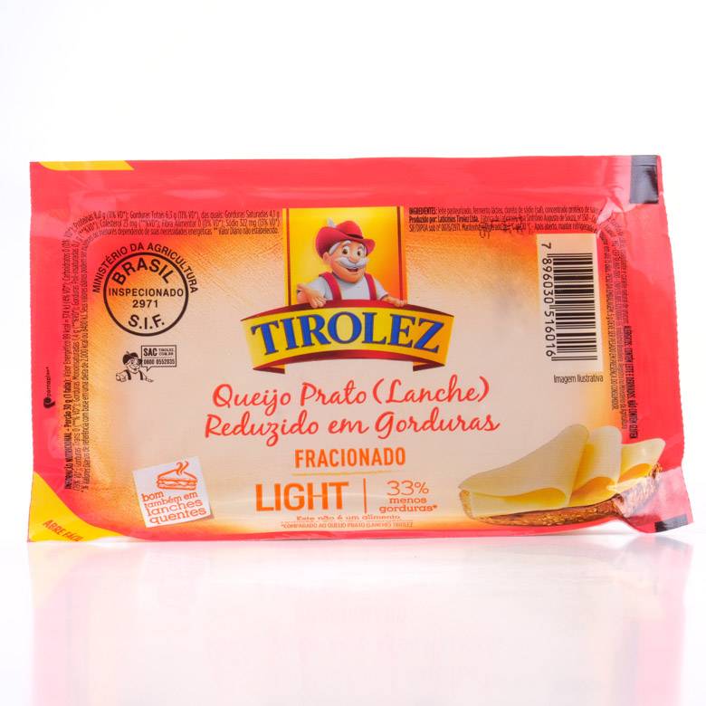 Queijo Prato Tirolez Light Lanche 1 Unidade 412g - Covabra