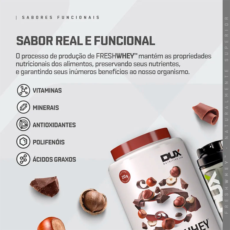 Suplemento Alimentar Dux Fresh Whey 20g Proteína Chocolate & Avelã 31g ...