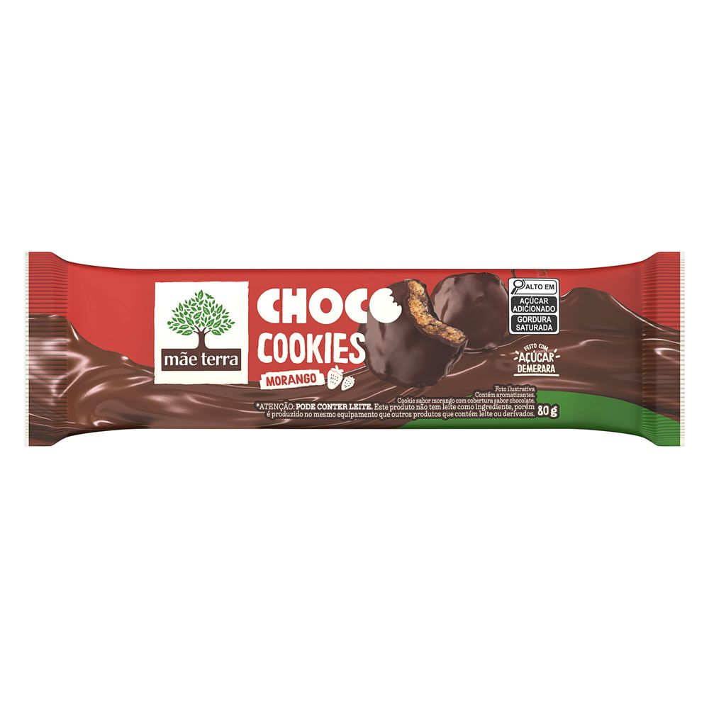 Biscoito Mãe Terra Cookie Vegano Morango com Cobertura Cacau 80g - Covabra