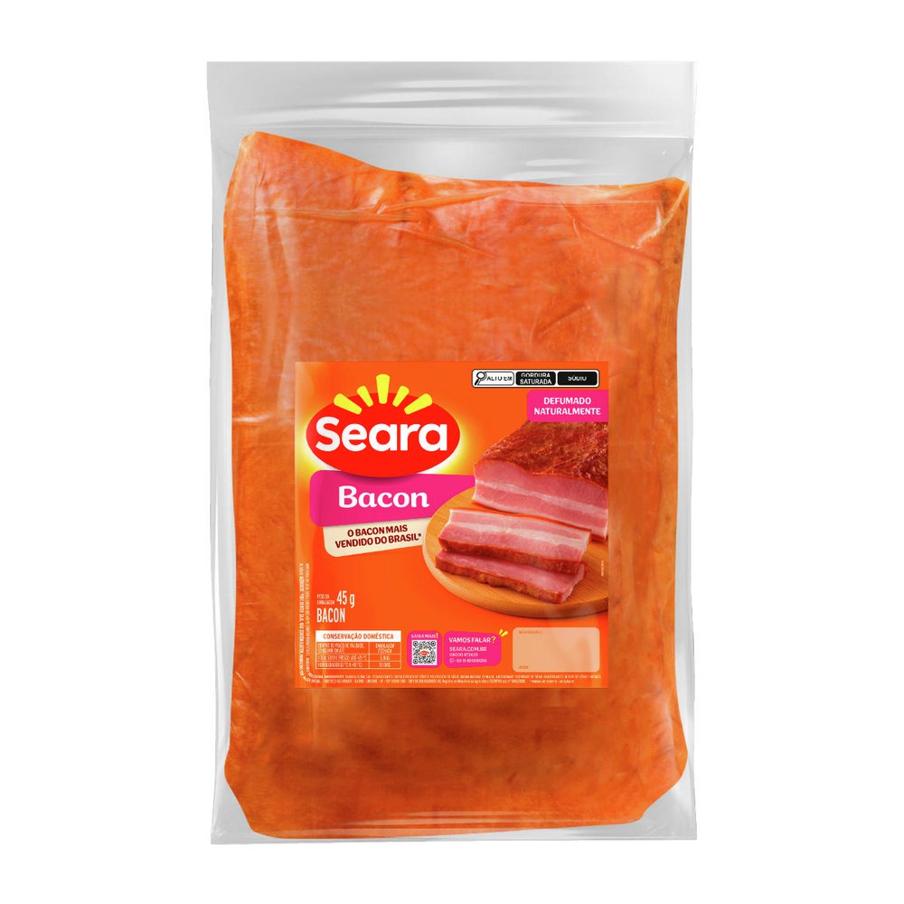 Bacon Seara Defumado Embalado 1 Unidade 450g - Covabra