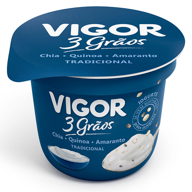 Iogurte Natural Vigor 3 Grãos Tradicional 100g - Covabra