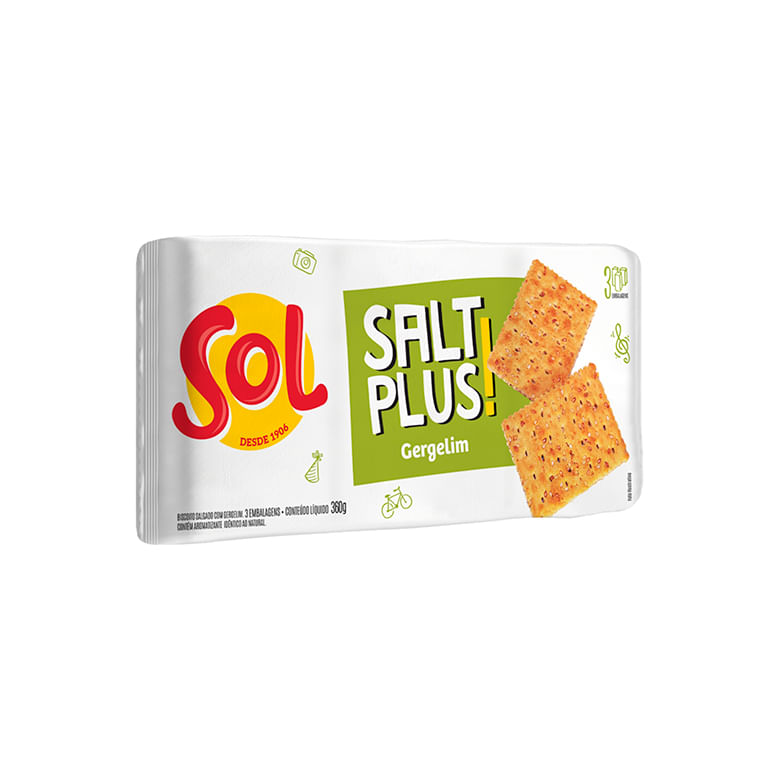 Biscoito Sol Salt Plus Gergeliml 360g - Covabra