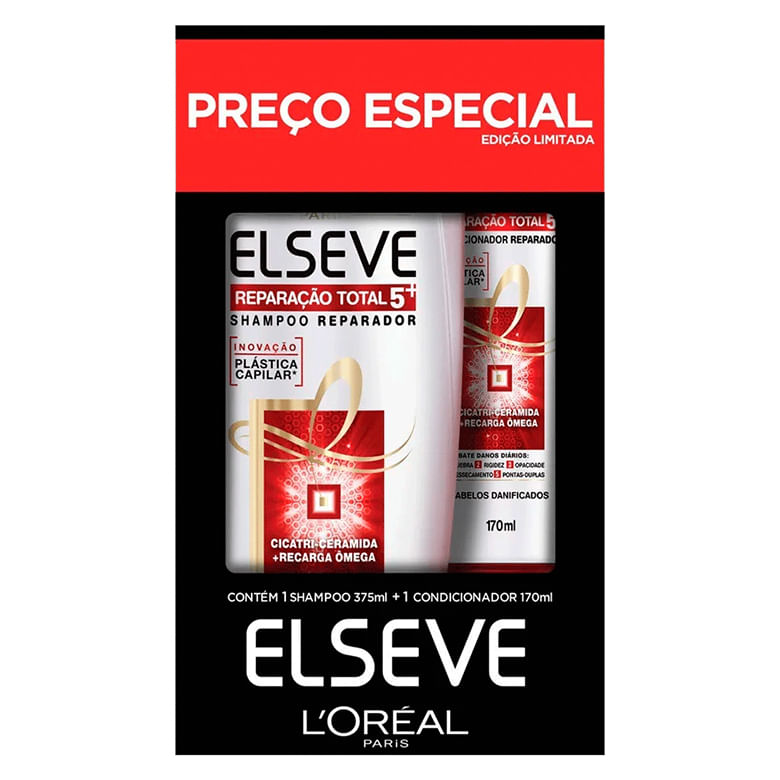 Shampoo Elseve Pack Promo Reparação Total 5 com 375ml - Covabra