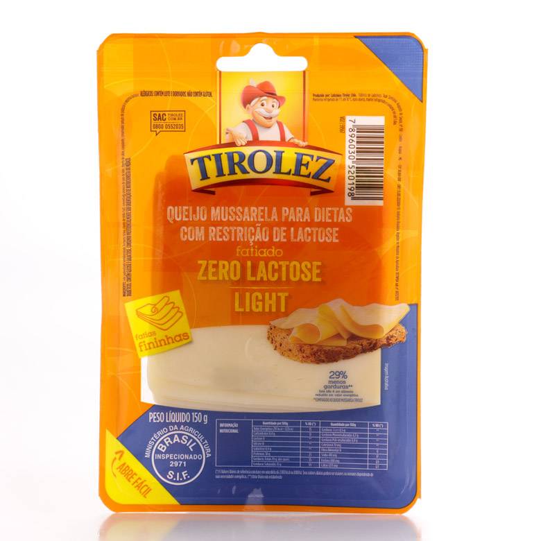 Queijo Mussarela Tirolez Light sem Lactose Fatiada 150g - Covabra