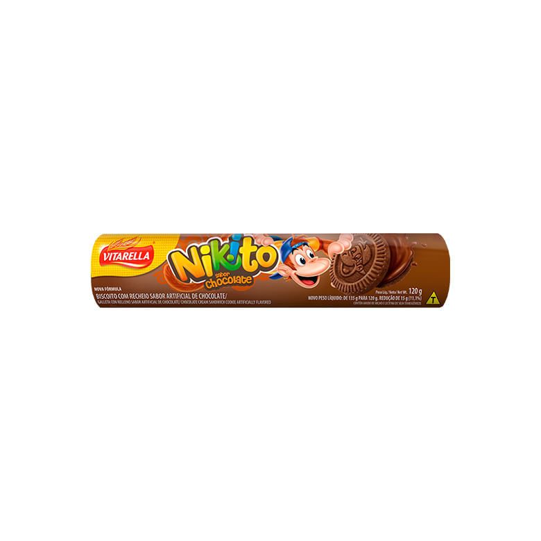 Biscoito Nikito Recheado Chocolate 120g - Covabra