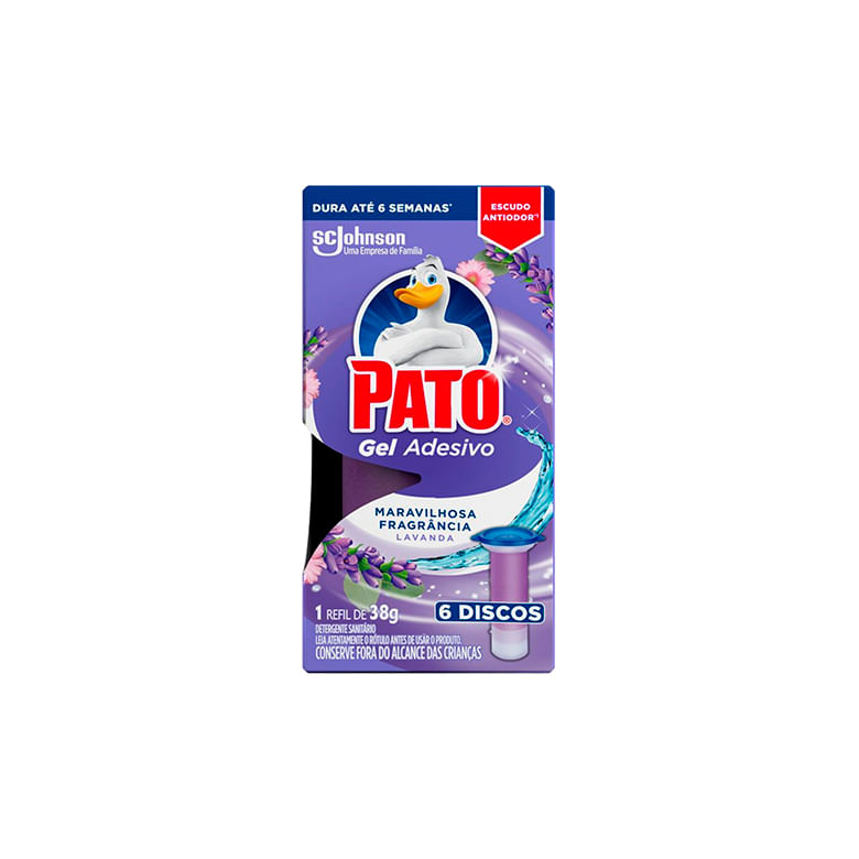 Detergente Sanitário Pato Gel Adesivo Lavanda com 6 Discos Refil 6un ...