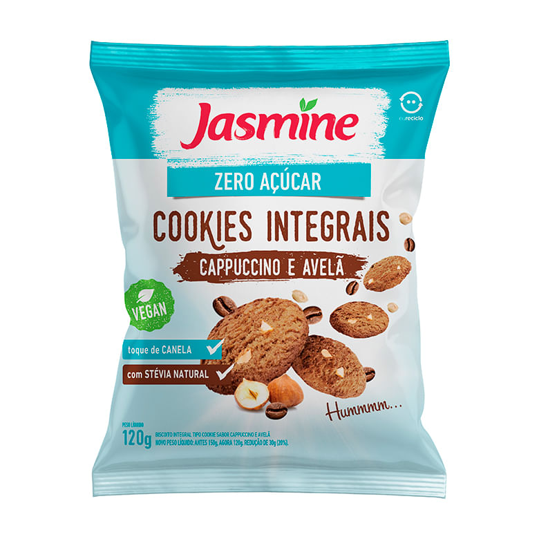Cookies Jasmine Zero Cappucino e Avelã 120g - Covabra