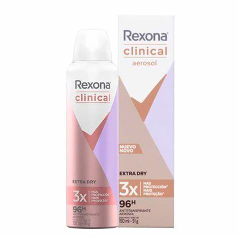 Desodorante Rexona Clinical Women Extra Dry Aerosol 150ml - Covabra