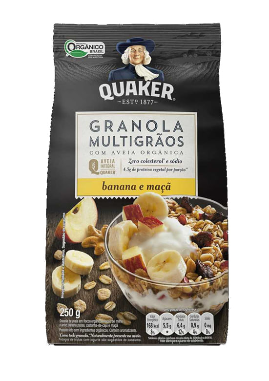 Granola Quaker Organica Multigrãos Banana e Maçã 250gr - Covabra