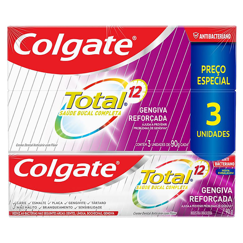 Creme Dental Colgate Total 12 Gengiva Reforçada com 90g - Covabra