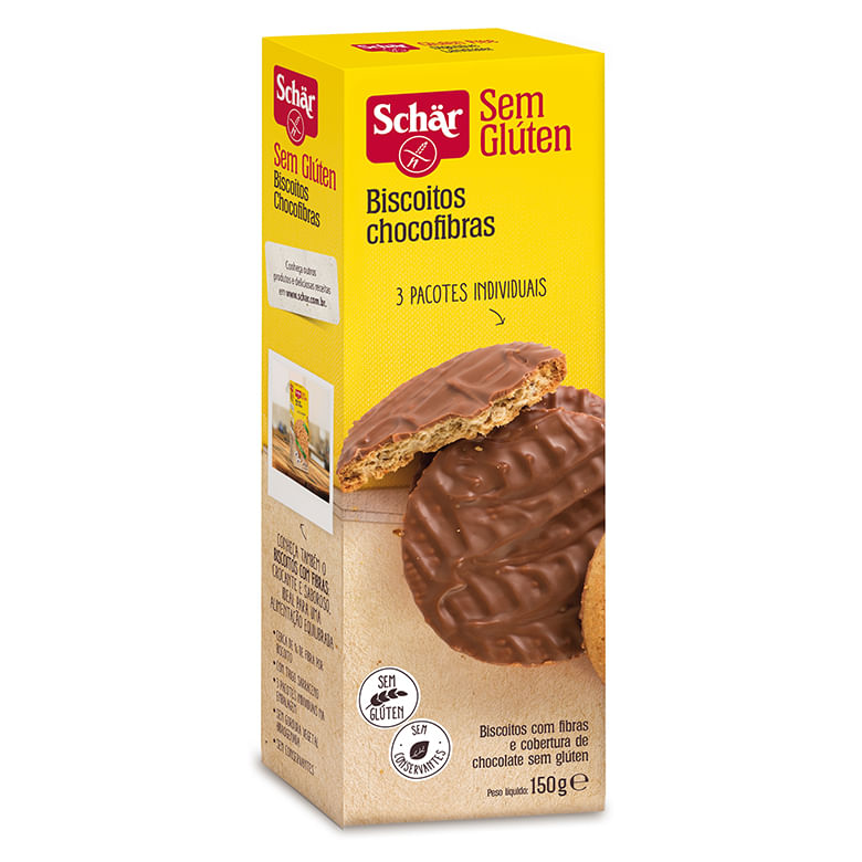 Biscoito Schar Digestive Chocolate com Fibras sem Glúten 150g - Covabra