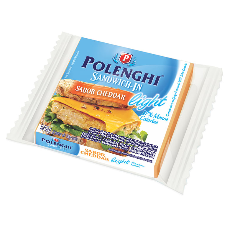 Queijo Processado Polenguinho Light Cheddar com 8 Fatias 144g - Covabra