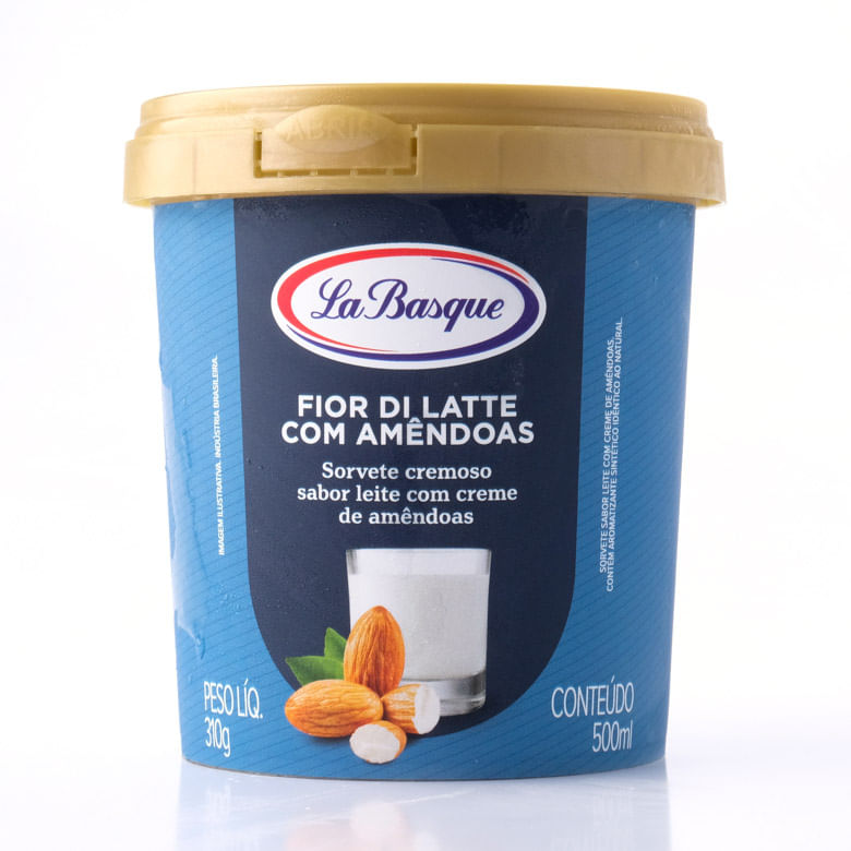 Sorvete La Basque Fior Di Latte com Amendoas 500ml - Covabra