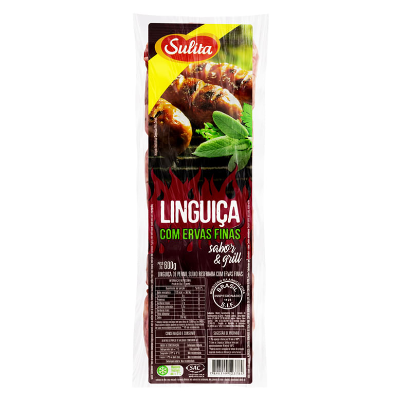 Linguiça Sulita Pernil com Ervas Finas 600g - Covabra