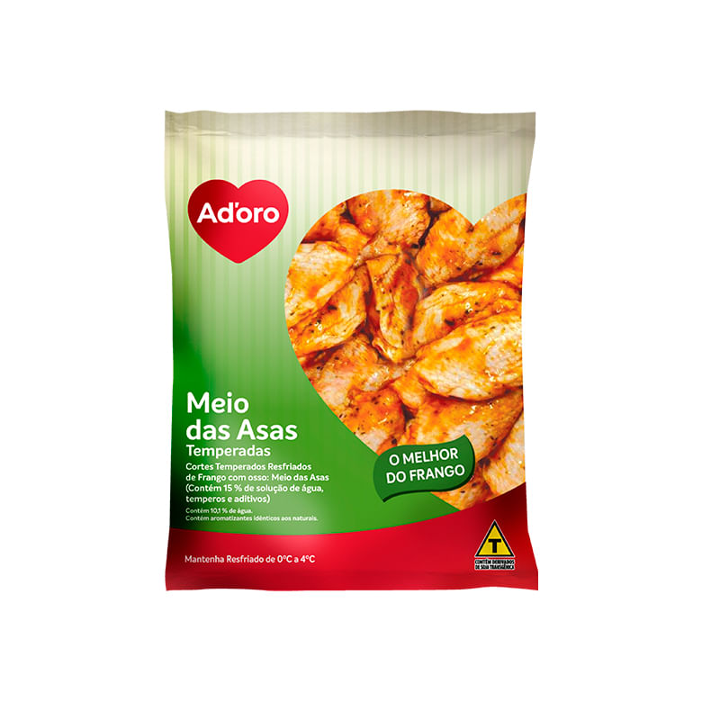 Meio da Asa de Frango Adoro Resfriado Temperado Pacote 1 Unidade 1 ...