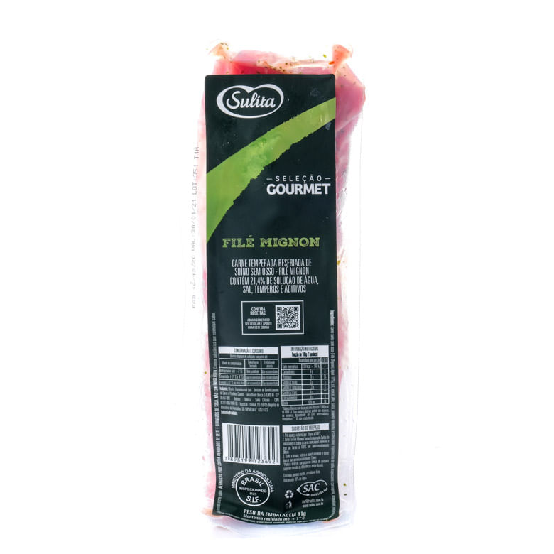 Filé Mignon Suíno Sulita Resfriado Temperado Gourmert 1 Pacote 721g ...
