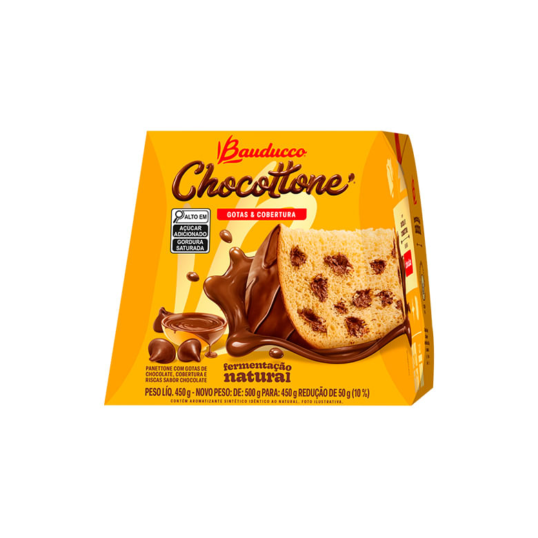 Chocottone Bauducco Com Gotas Cobertura Chocolate 450g Covabra