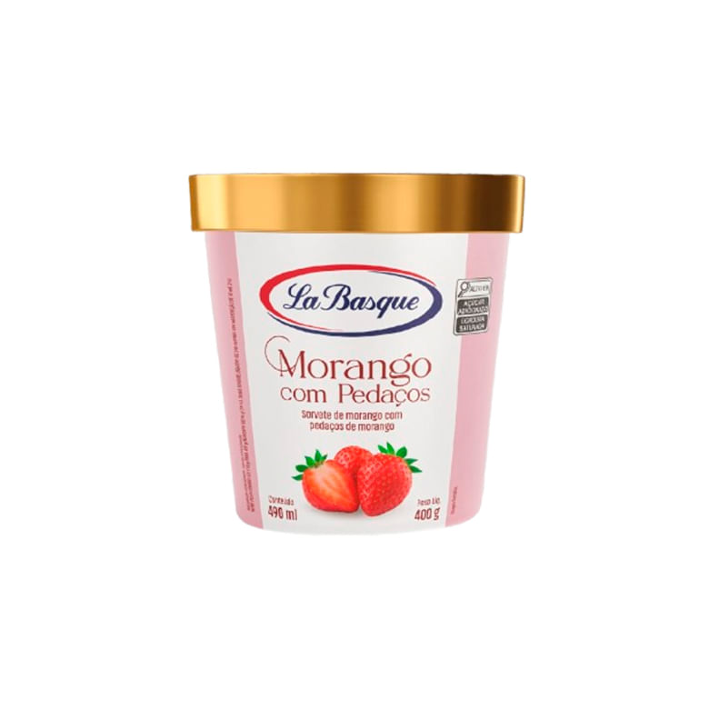 Sorvete La Basque Morango com Pedaços 490ml - Covabra