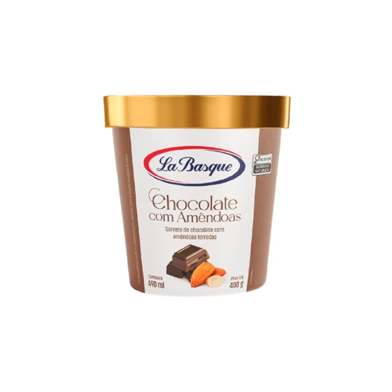 Sorvete La Basque Chocolate com Amendoas 490ml - Covabra