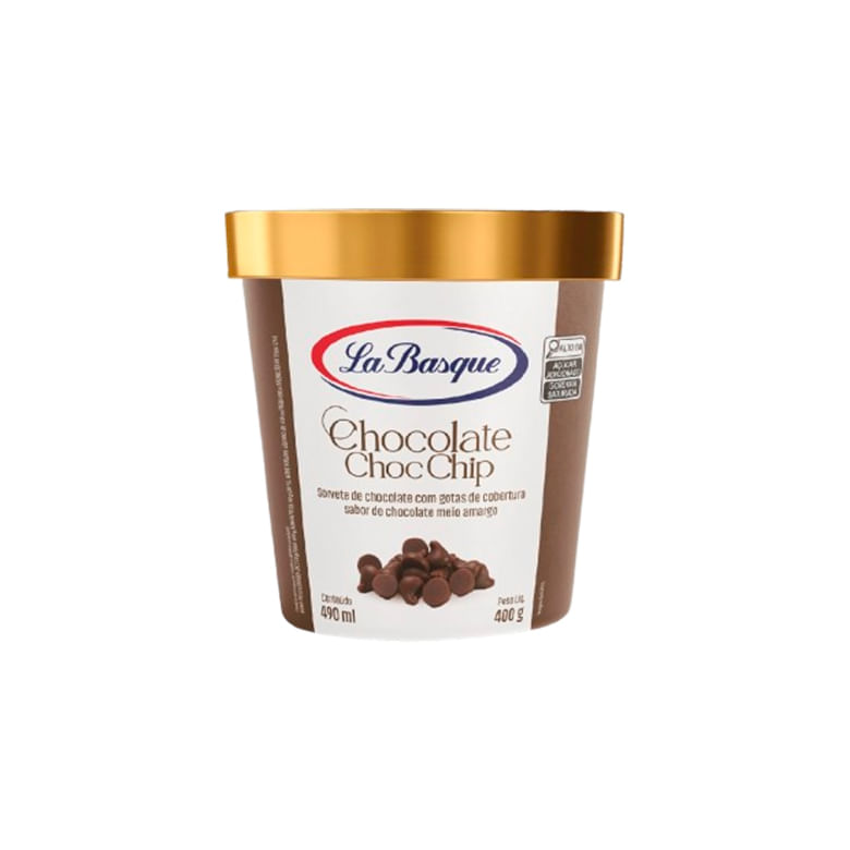 Sorvete La Basque Chocolate Choc Chip 490ml - Covabra